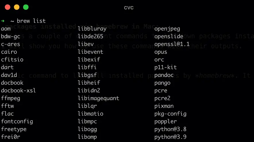 How to list all packages installed via homebrew in Mac | N Kaushik